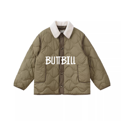 BUTTBILL24AW防泼水90白鸭羽绒服可拆卸毛领轻量开衫外套男情侣