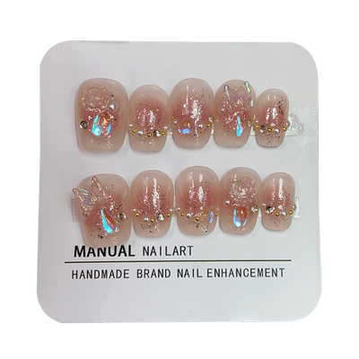 曼辞腮红山茶花蝴蝶穿戴甲美甲