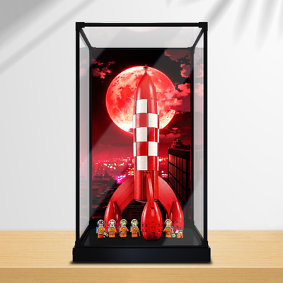佳寻适用21367丁丁历险记Tintin月球火箭积木合金框透明展示柜