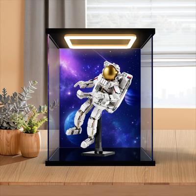 亚克力展示架适用乐高31152太空宇航员模型透明防尘回灯款收纳柜