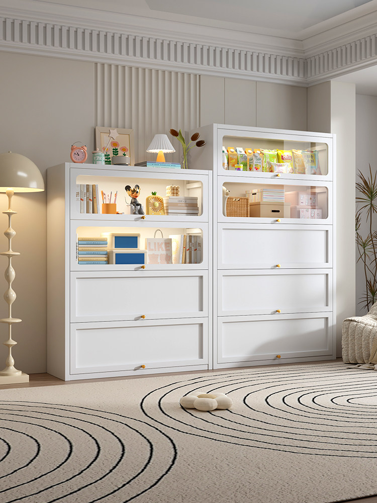 铁质玻璃门书柜客厅陈列柜储物柜家用带门防尘柜儿童钢制落地书架