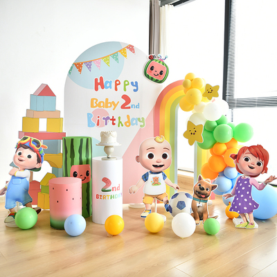 cocomelon超级宝贝男宝女宝2岁生日装饰场景气球派对布置KT板