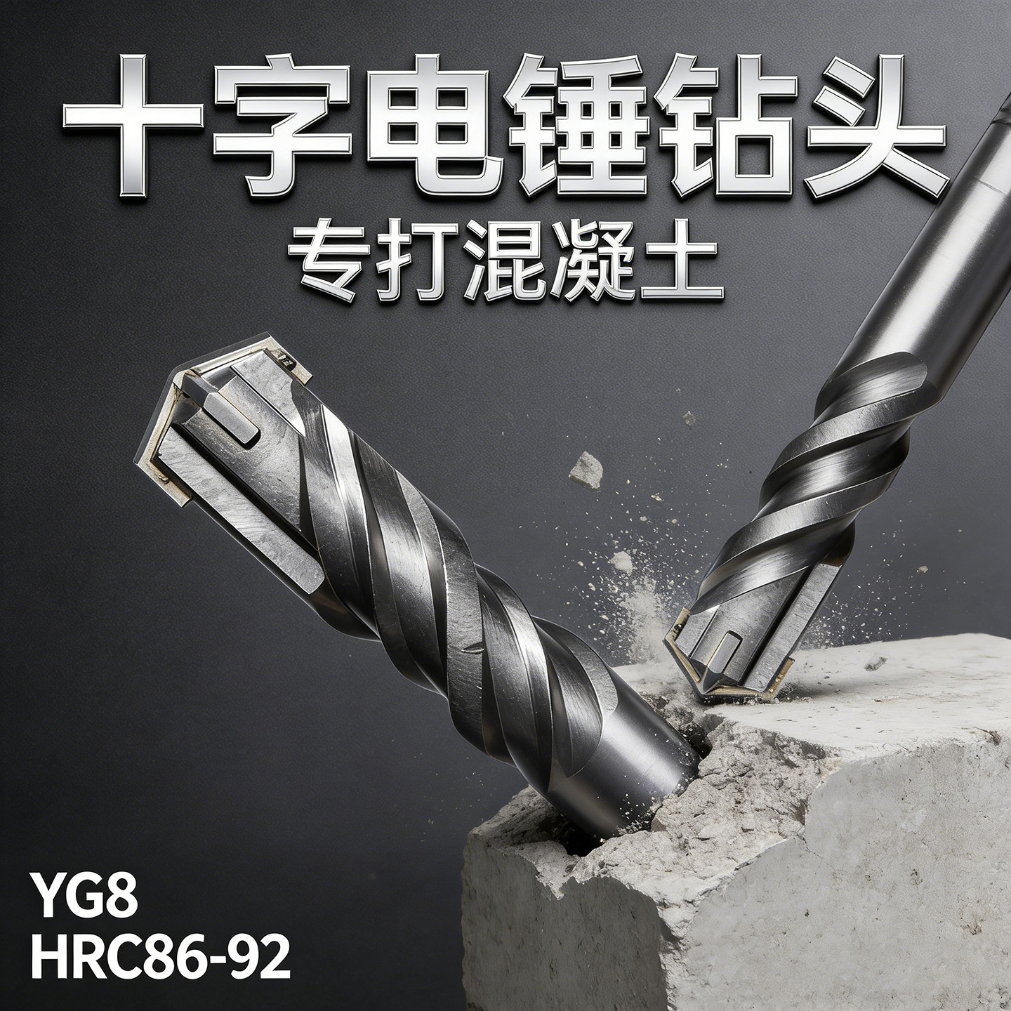 十字四刃电锤冲击钻头电梯安装混凝土植筋膨胀钉打孔12.5 17非标