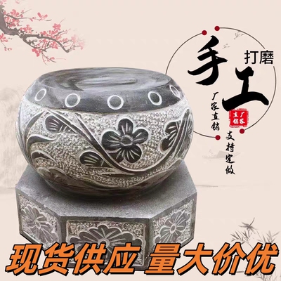 青石柱墩底座石墩子墩垫基石墩石雕柱皮圆墩空心石柱柱顶石包柱石