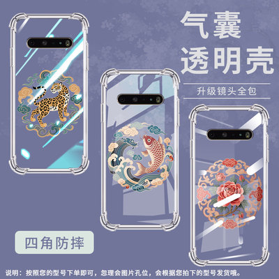 适用LGV60ThinQ气囊手机壳LGV50sThinQ双摄版手机壳牡丹纹样LGV40ThinQ四角防摔LGV50ThinQ全包边保护套