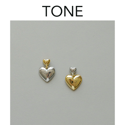 TONE原创金银撞色爱心耳夹