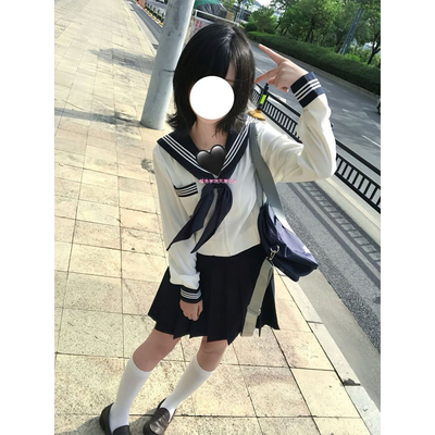 原创基础款水手服纲领长袖衬衫JK短裙中间服百搭早秋JK制服一整套