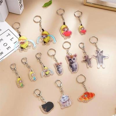 Creative Cute Banana Cat Meme Keychain Girl Students Funny H