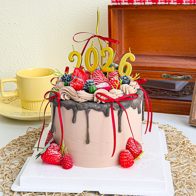 2026新年快乐金色蜡烛蛋糕插件