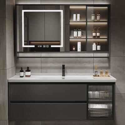 一体陶瓷盆简约现代浴室柜组合