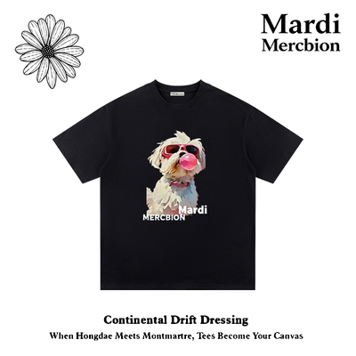 MardiMercredi纯棉小狗T恤宽松