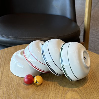 线条釉下彩陶瓷米饭碗4.3寸