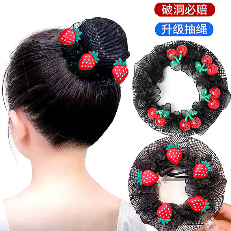 儿童盘发网兜丸子头发网头饰女童舞蹈发套发圈跳舞头花发饰