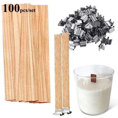 100pcs Wooden Wicks DIY Handmade Candle Jar Making Candle Wi