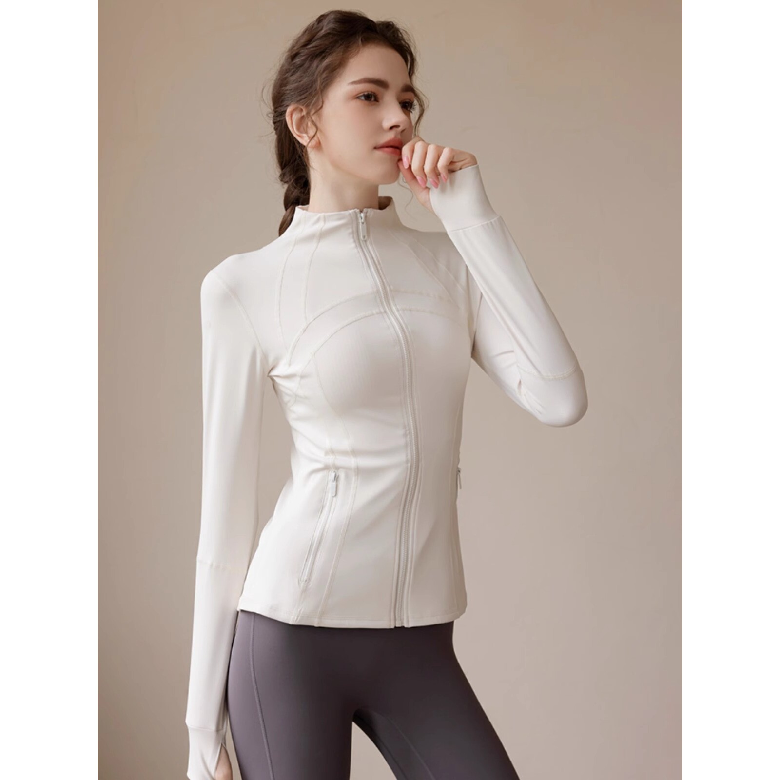 瑜伽服套装外套女收腰长袖骑行服运动户外健身服define外套