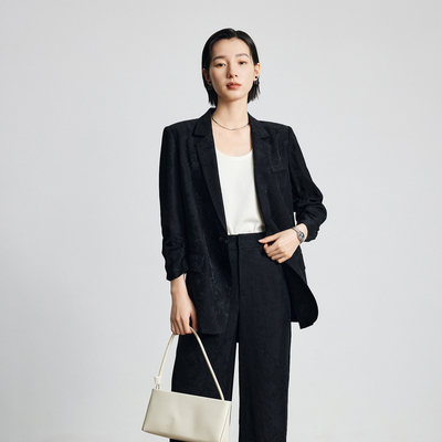 【醋酸】三彩丽雪leisure25秋新款新中式提花西装外套简约高级感