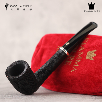 意大利Fiamma Di Re 火焰王石楠木烟斗黑拉丝烟斗银圈