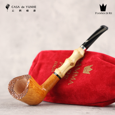 意大利Fiamma Di Re 火焰王石楠木烟斗火焰纹竹节银圈2皇冠
