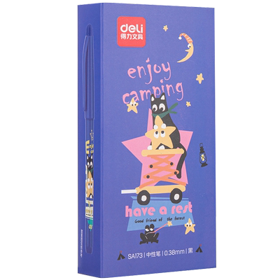 得力盖帽书写塑料12支不易断墨