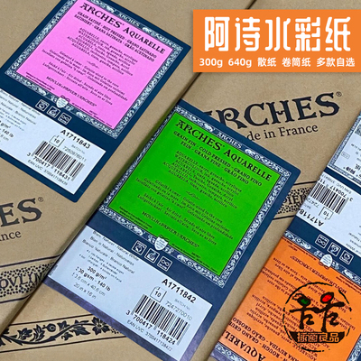 法国ARCHES阿诗水彩纸全棉粗中细纹300g640g纯棉水彩纸散纸卷筒纸