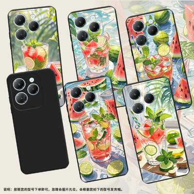 适用传音InfinixHot40Pro手机壳Hot30PlayNFC磨砂壳潮流夏天冰饮InfinixHot40i商务Hot30Play防摔保护套