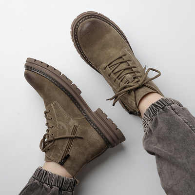 真皮马丁靴男鞋中帮皮靴高帮鞋