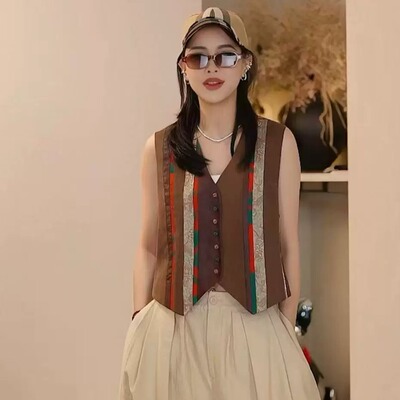 【多多还是多多】中式复古真丝提花香云纱盘扣坎肩马夹1603
