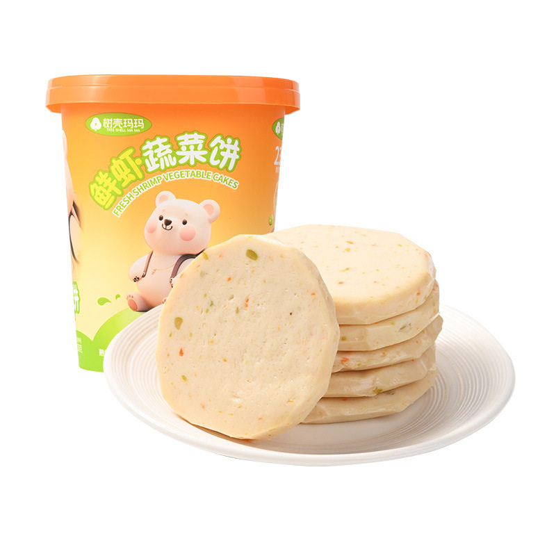 树壳玛玛鲜虾蔬菜饼午餐肉鲜虾蔬菜鳕鱼饼蔬菜饼即食解馋零食
