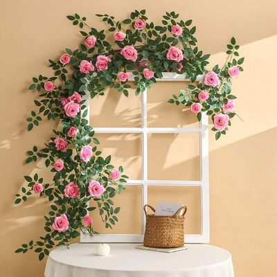  玫瑰假花藤条空调管道遮挡装饰塑料藤蔓室内墙面挂花仿真花藤