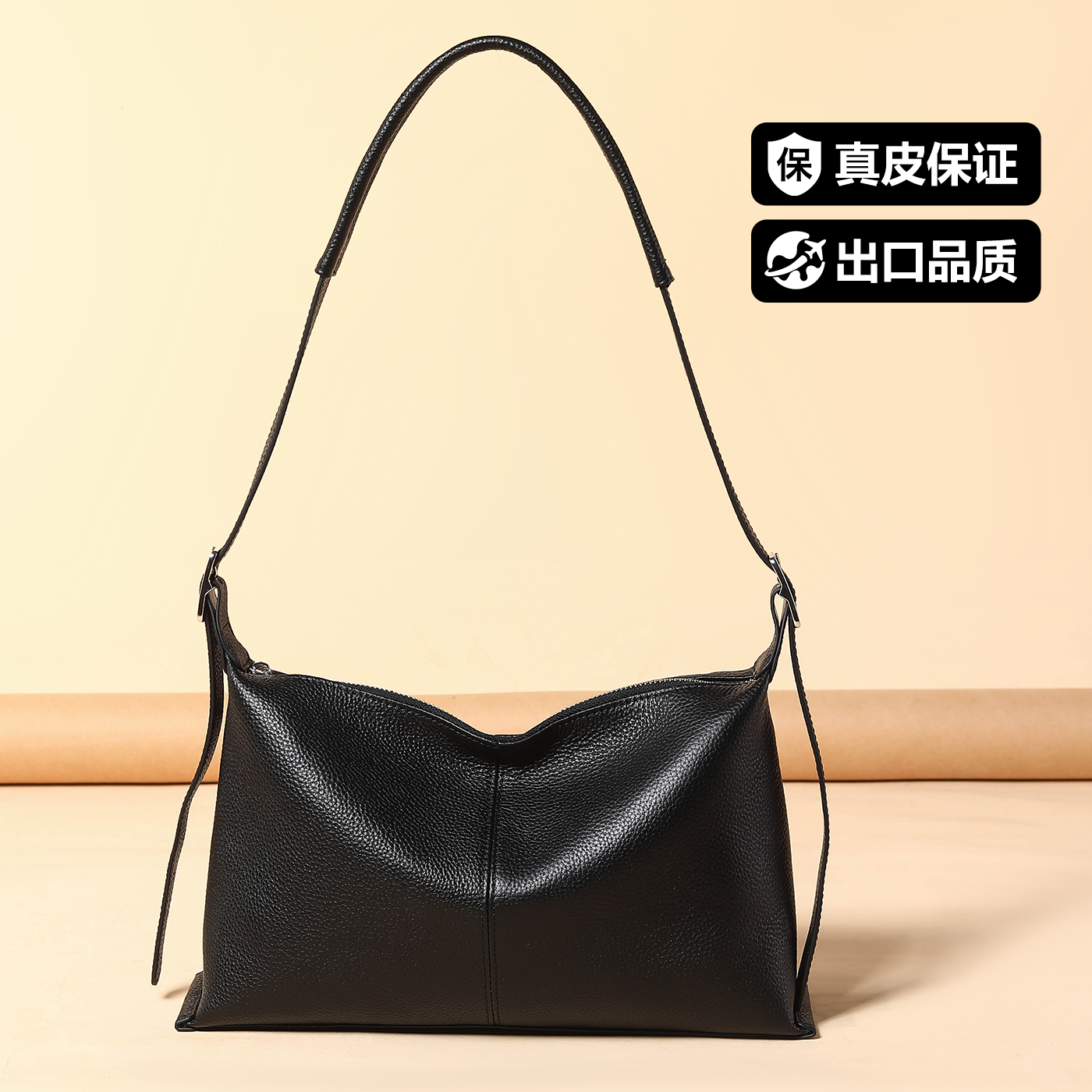 优豪高级小众头层牛皮单肩包女通勤慵懒2026时尚简约真皮斜挎包