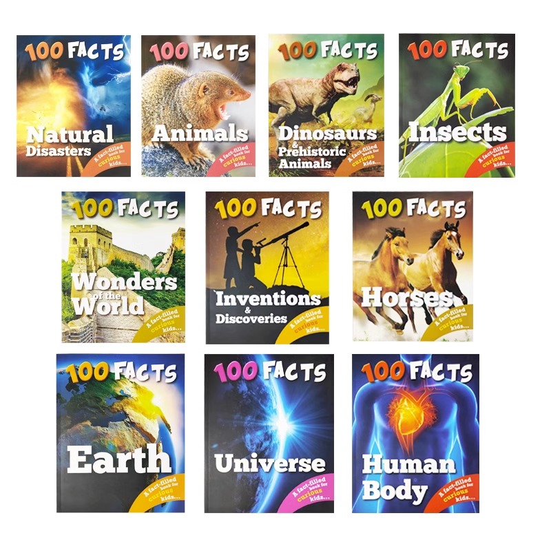 进口英文原版100 Facts 100个惊人的事实全套10册儿童认知科普绘本动物、身体、海洋等等3-8岁少儿科普百科益智启蒙读物精美插图_虎窝淘