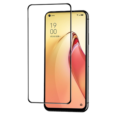 opporeno8钢化膜全屏钻石黑边