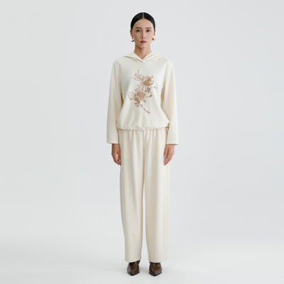 DYBULAFUN/戴布拉芬新款冬季百搭休闲米白色宽松型长袖连帽上衣女