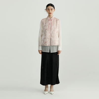 DYBULAFUN/戴布拉芬新款秋季新中式提花印花复古马甲时尚百搭上衣