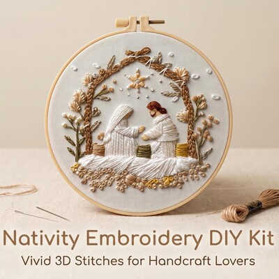 跨境爆款Embroidery KIT神圣降生马厩刺绣diy材料包刺绣套件英文