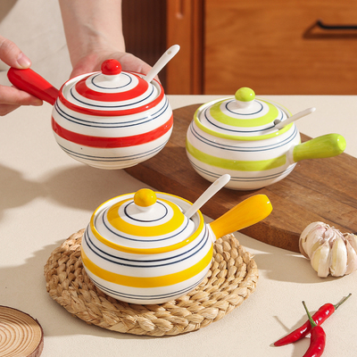 高义夫调味罐厨房用品陶瓷带盖勺