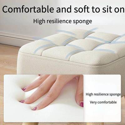 Dia0cm Round Ottoman Foot Rest Stool Linen Fabric Padded Se