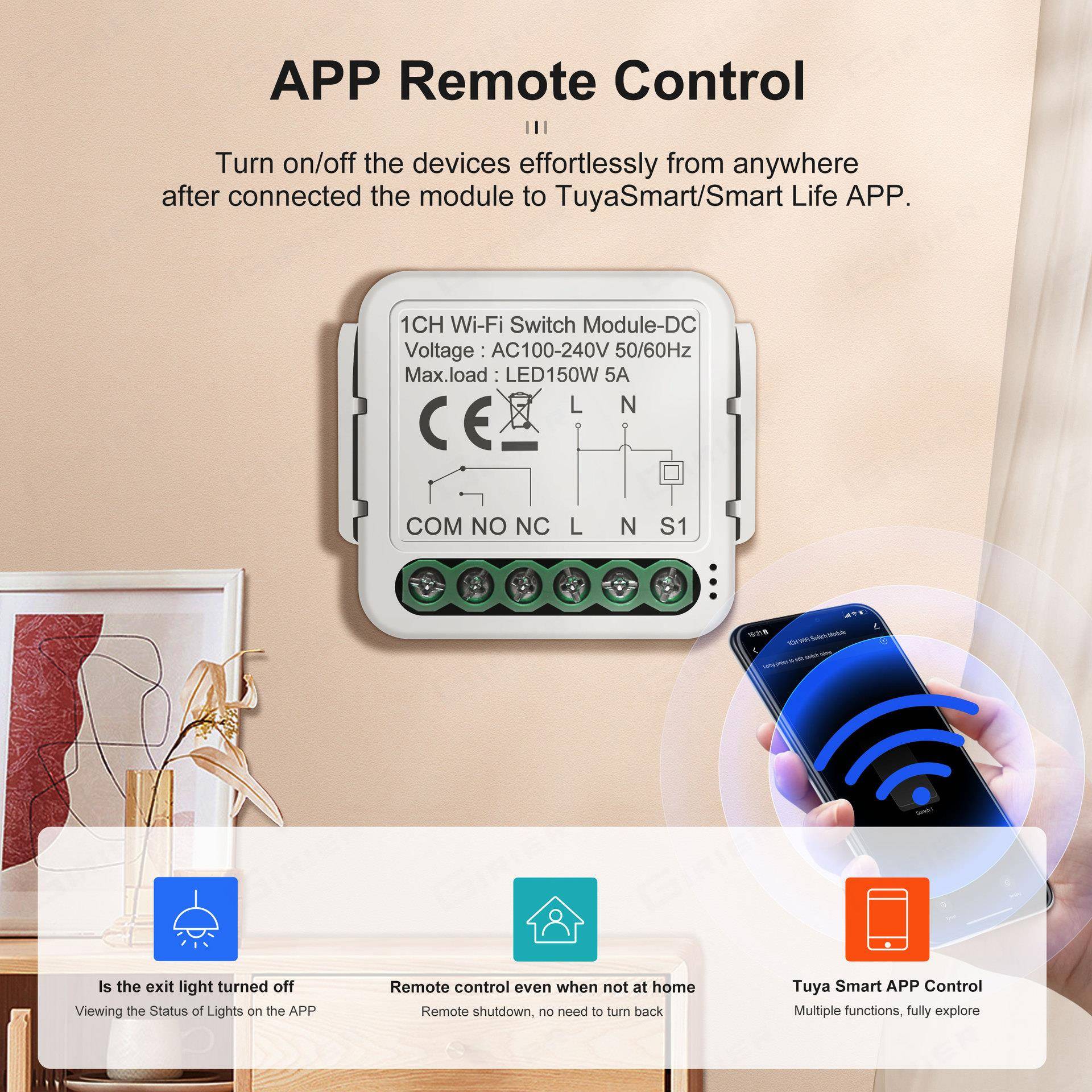智能wfii迷你通断器模块零火APP语音定时遥控暗盒开关灯智能家居