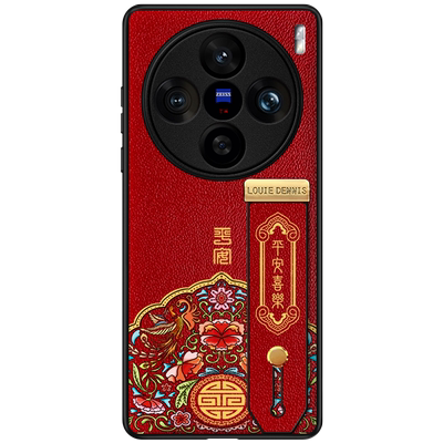 vivox100真皮中国风手机壳送膜