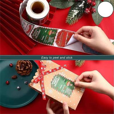 50-200pcs Merry Christmas Gift Tags Santa Claus Labels Stick