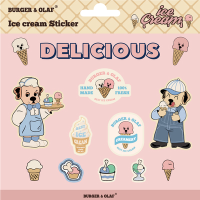 BAO0140 BURGER and OLAF 夏日冰淇淋小狗 防水耐热 贴纸