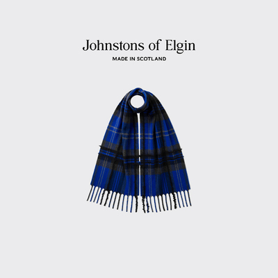【3期免息】Johnstons of Elgin 秋冬格纹羊毛丝绸混纺围巾 礼盒