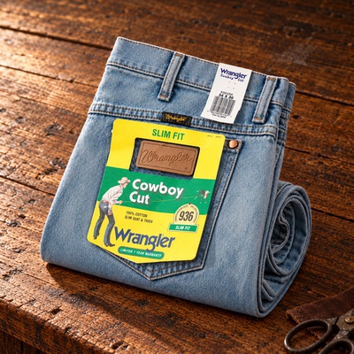 Wrangler威格936GBH官方预洗浅蓝色牛仔裤15.75oz高腰CowboyCut男