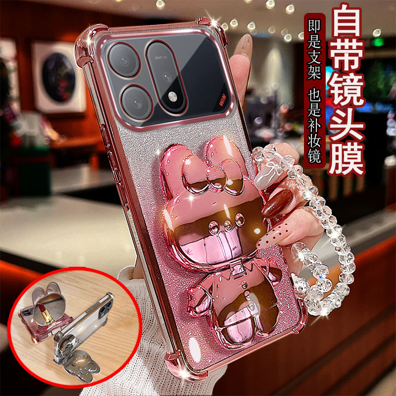 适用荣耀Win Turbo手机壳SER-AN00透明四角气囊防摔防撞带镜头膜全包边保护套女款可爱小兔支架镜子新品软胶