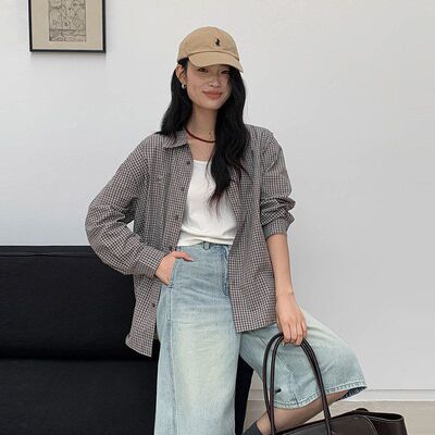 上衣小马格子衬衫新款66359MOXI