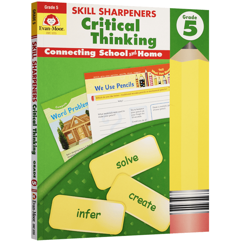 五年级批判性思维Skill Sharpeners Critical Thinking Grade 5 进口英文原版 Evan Moor加州教辅  小学生英语学习 课外家庭练习册