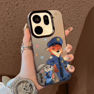 适用于OPPOFindx9pro手机壳尼克搭手朱迪头支架彩银新品x7ultra至尊版男女款全包x6/x5防摔保护套简约findx8