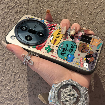 适用于OPPOFindx9pro手机壳支架彩银女孩财运好新品男女款全包findx6/x5防摔保护套x7ultra至尊版简约findx8