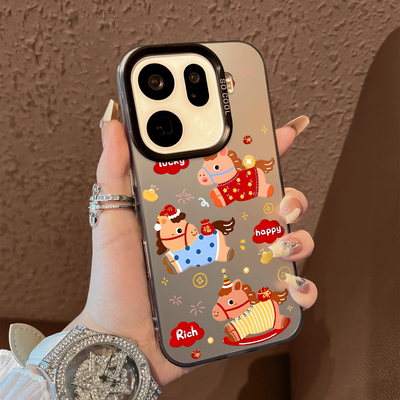 适用于OPPOFindx9pro手机壳三只福铜钱马年支架彩银新品x7ultra至尊版男女款全包x6/x5防摔保护套简约findx8