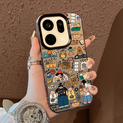 适用于OPPOFindx9pro手机壳甜筒面包女孩支架彩银新品x7ultra至尊版男女款全包x6/x5防摔保护套简约findx8